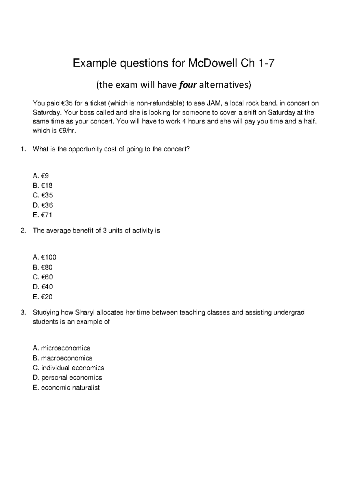 Practice Exam Questions and Answers for McDowell Ch 1 - Mar 3, 2013 ...