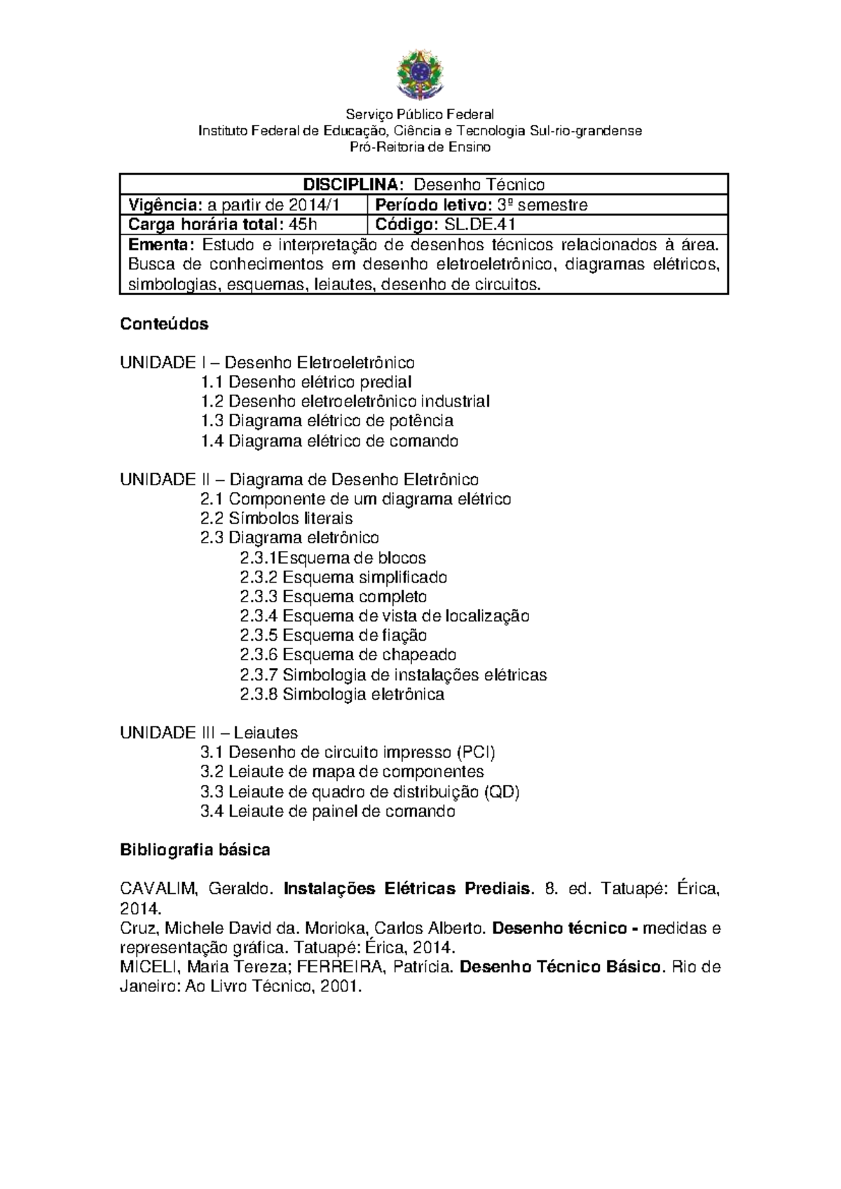 SL.DE.41 - Desenho Técnico: Eletroeletrônico e Diagramas - Studocu