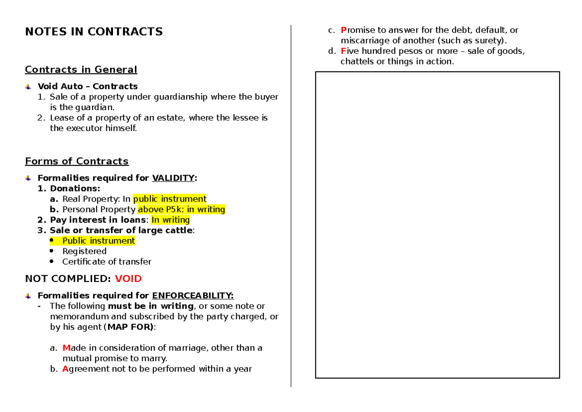 Defective Contracts: Essential Notes for Law 101 Final Exam - Studocu