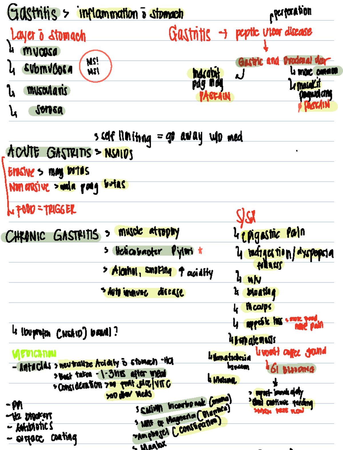 Chapter 40 note 2 - ms gastro - Gastritis inflammation i stomach ...