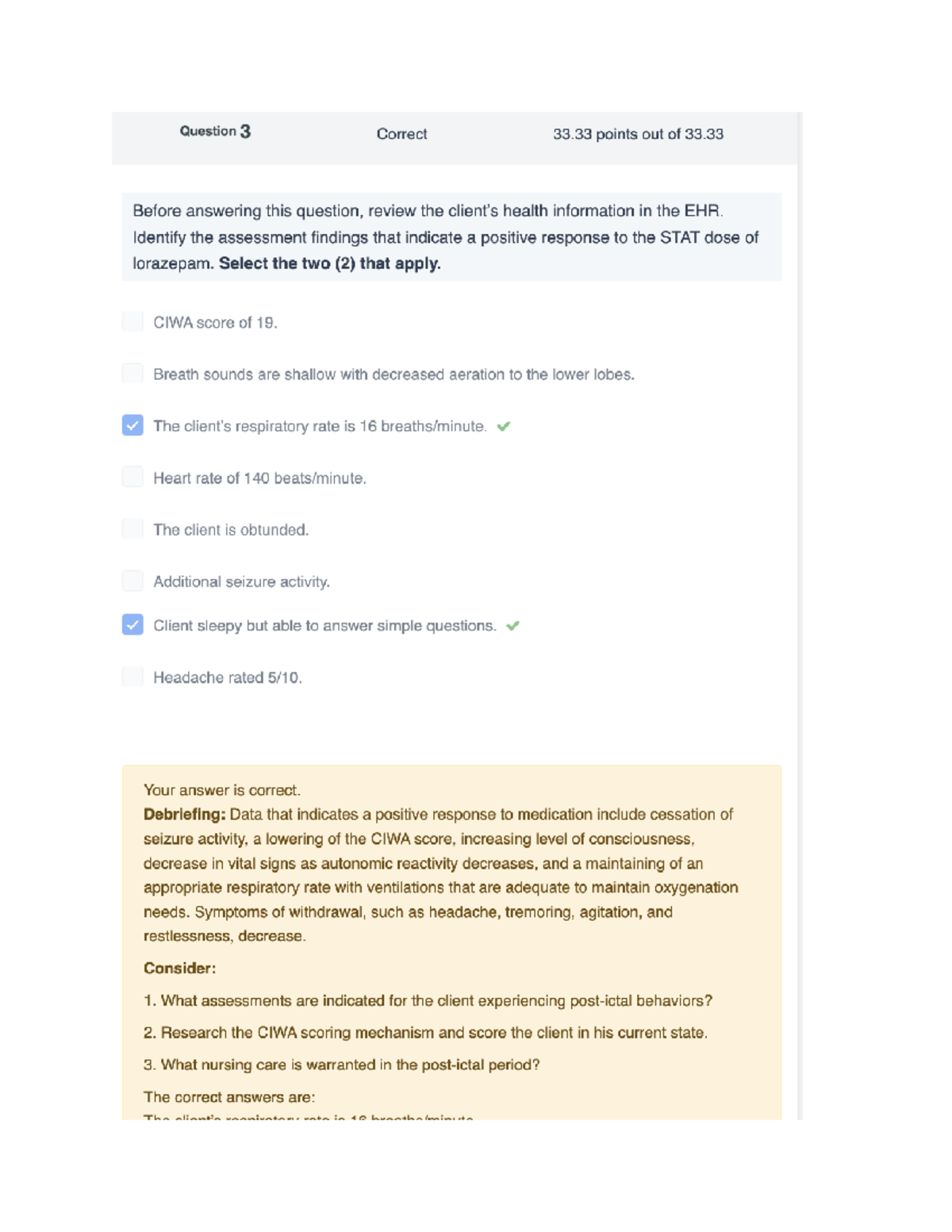 Case Study: Mental Health Assessment of Lorazepam Response - CjSIM - Studocu