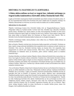 Maigizo - FASIHI SIMULIZI - (a)Andika mifano mitano ya maigizo katika ...