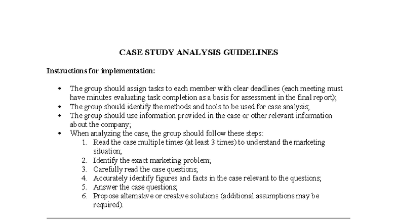 CASE STUDY ANALYSIS GUIDELINES (CS101) - Studocu