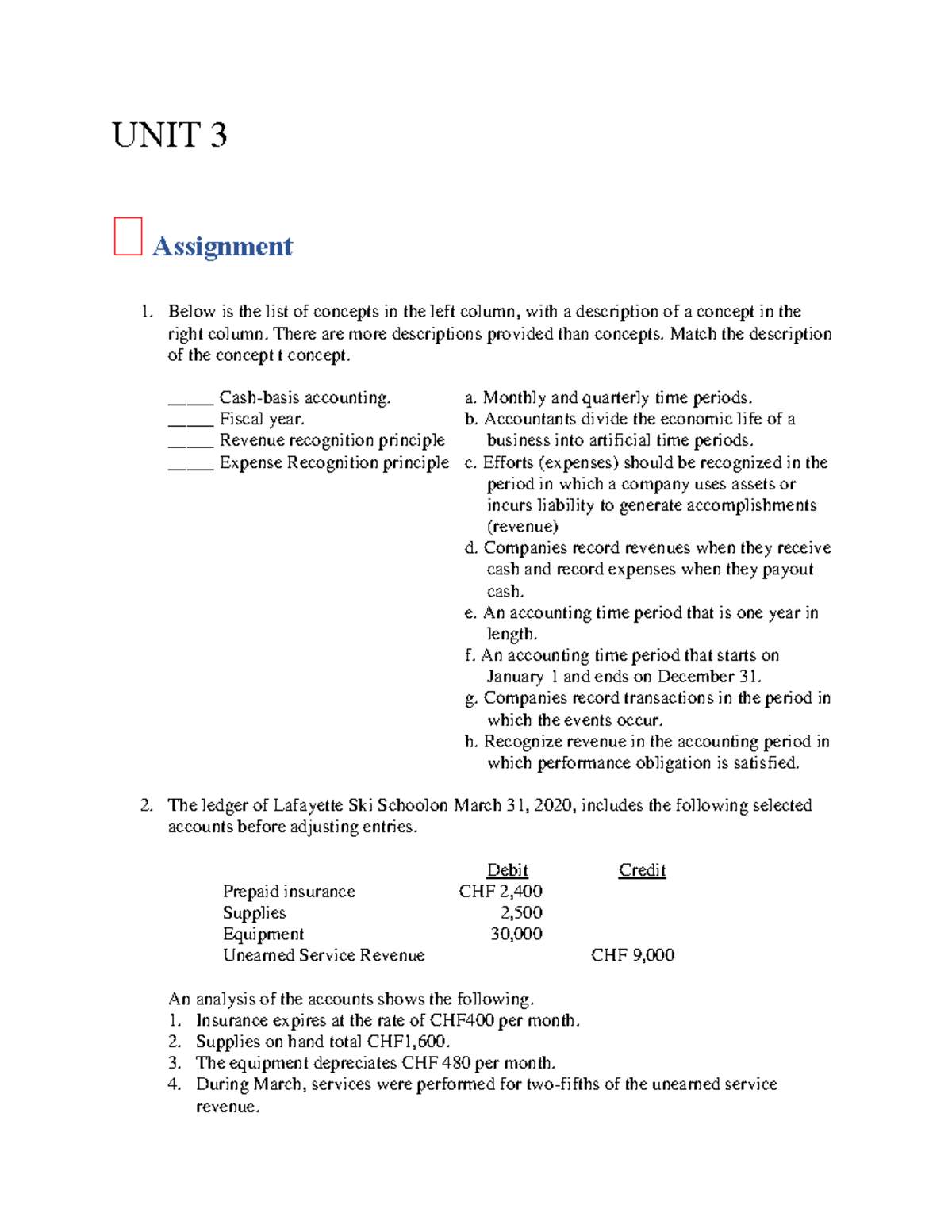 Assignment 3 - Concepts & Adjusting Entries in Accounting - Studocu