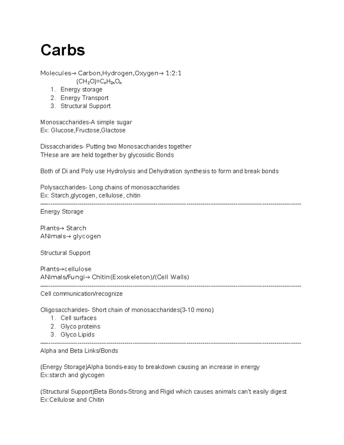 Carbohydrates (BIO101): Structure, Function, and Nutritional Importance ...