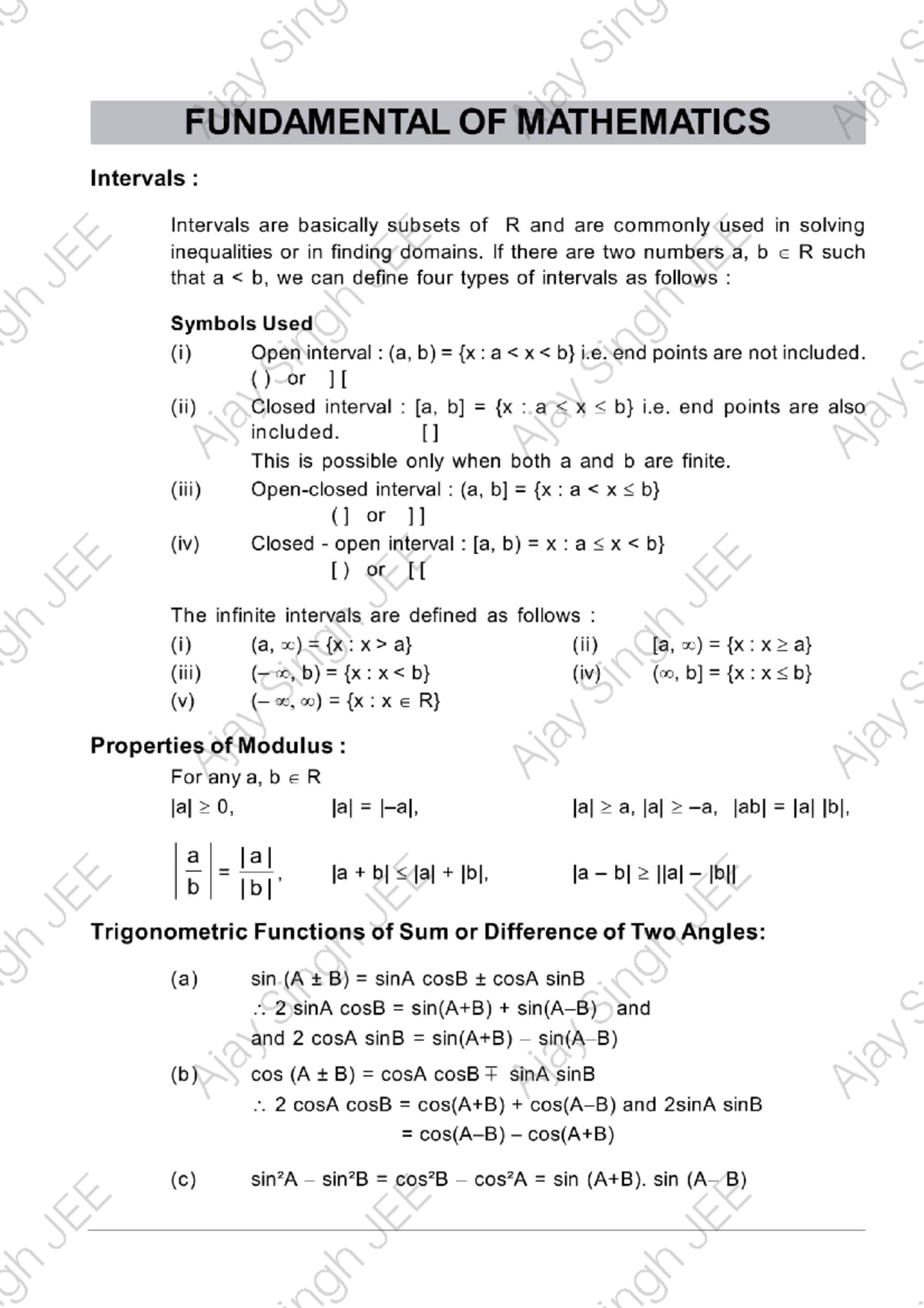 JEE Maths Formula Sheets: Comprehensive Reference Guide - Studocu