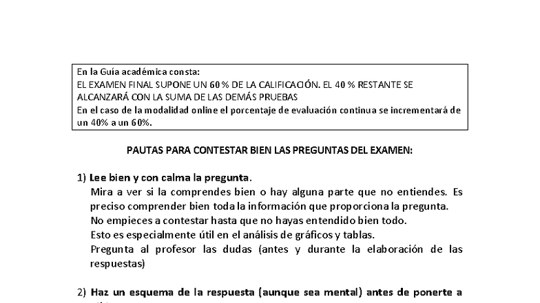 Pautas para Contestar el Examen Final de Historia Económica (Grado en ...