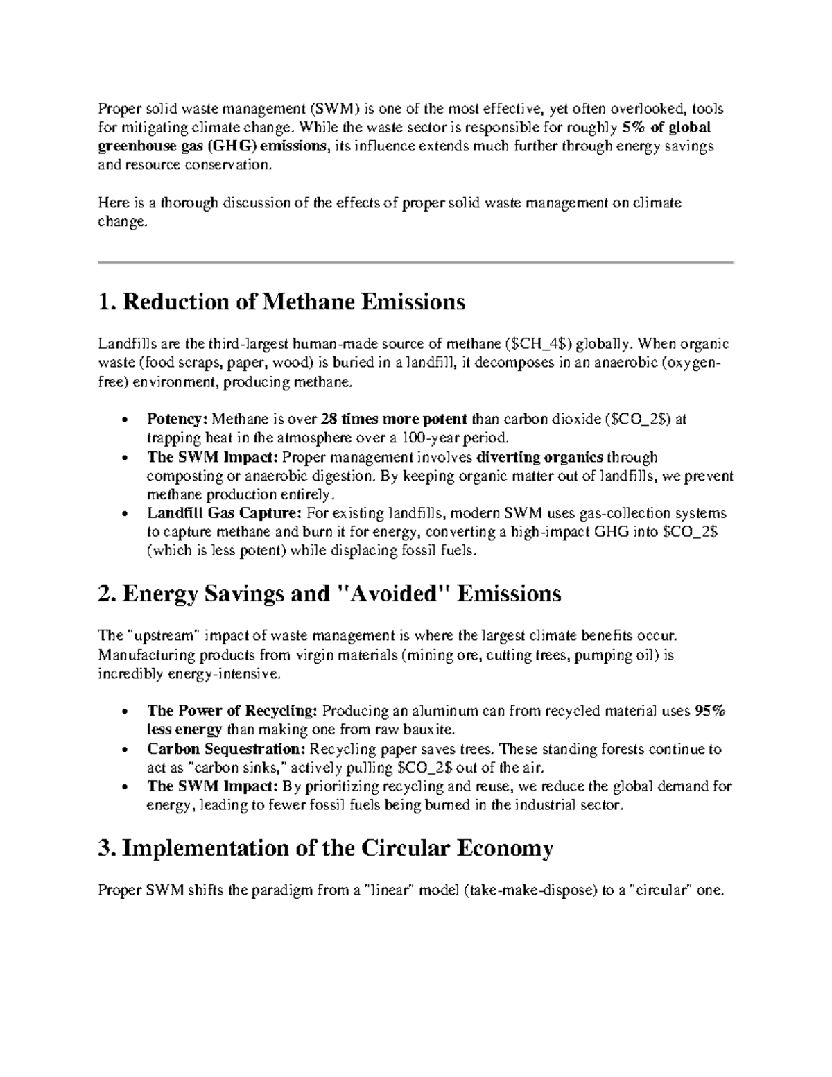SWM to CC: Effects of Solid Waste Management on Climate Change - Studocu