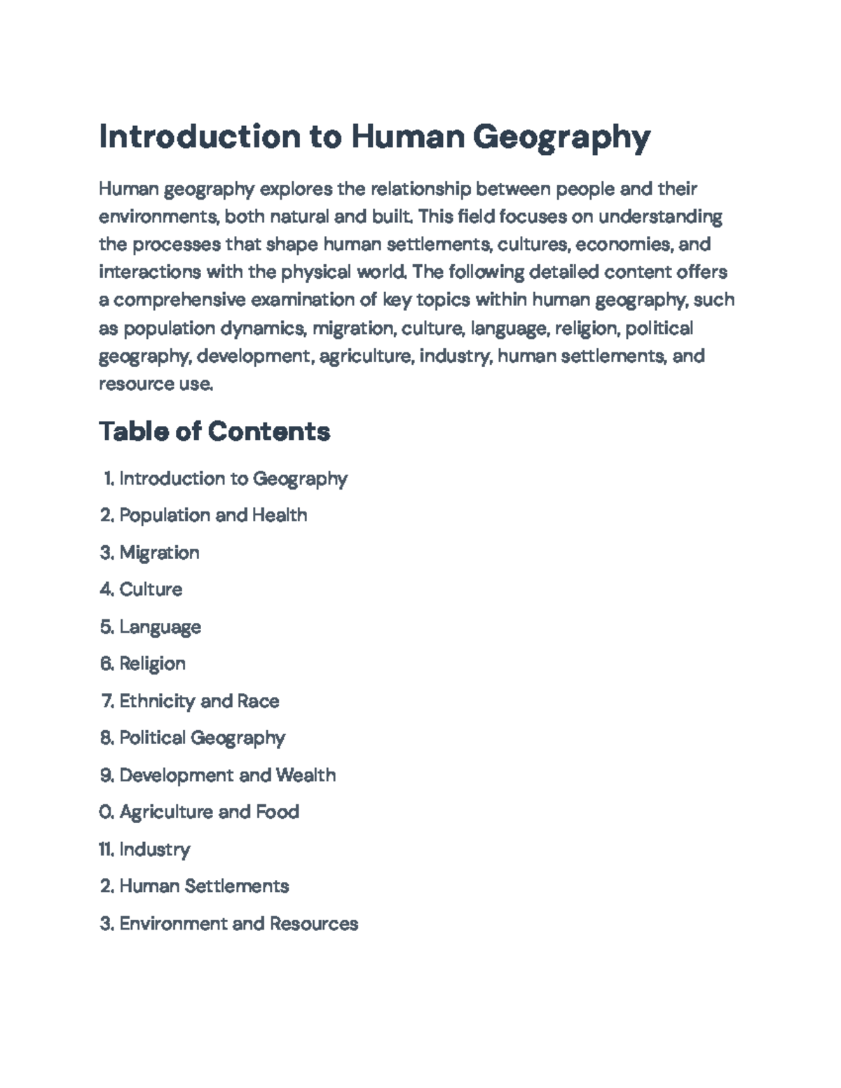 Introduction to Human Geography (GEOG 101): Key Themes & Concepts ...