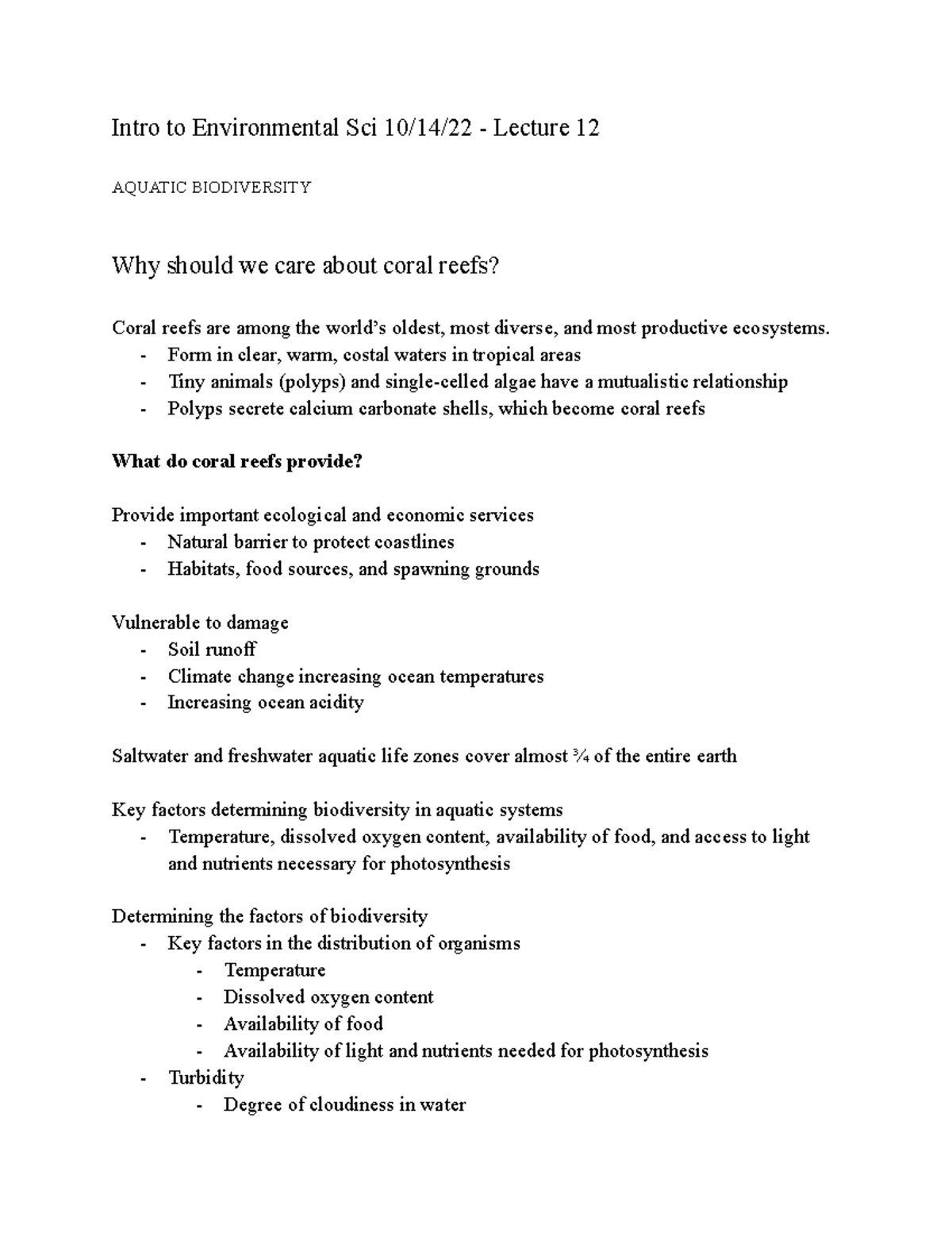 22-24 - Lecture 12 Notes Craig Phelps Environmental Science - Intro to ...