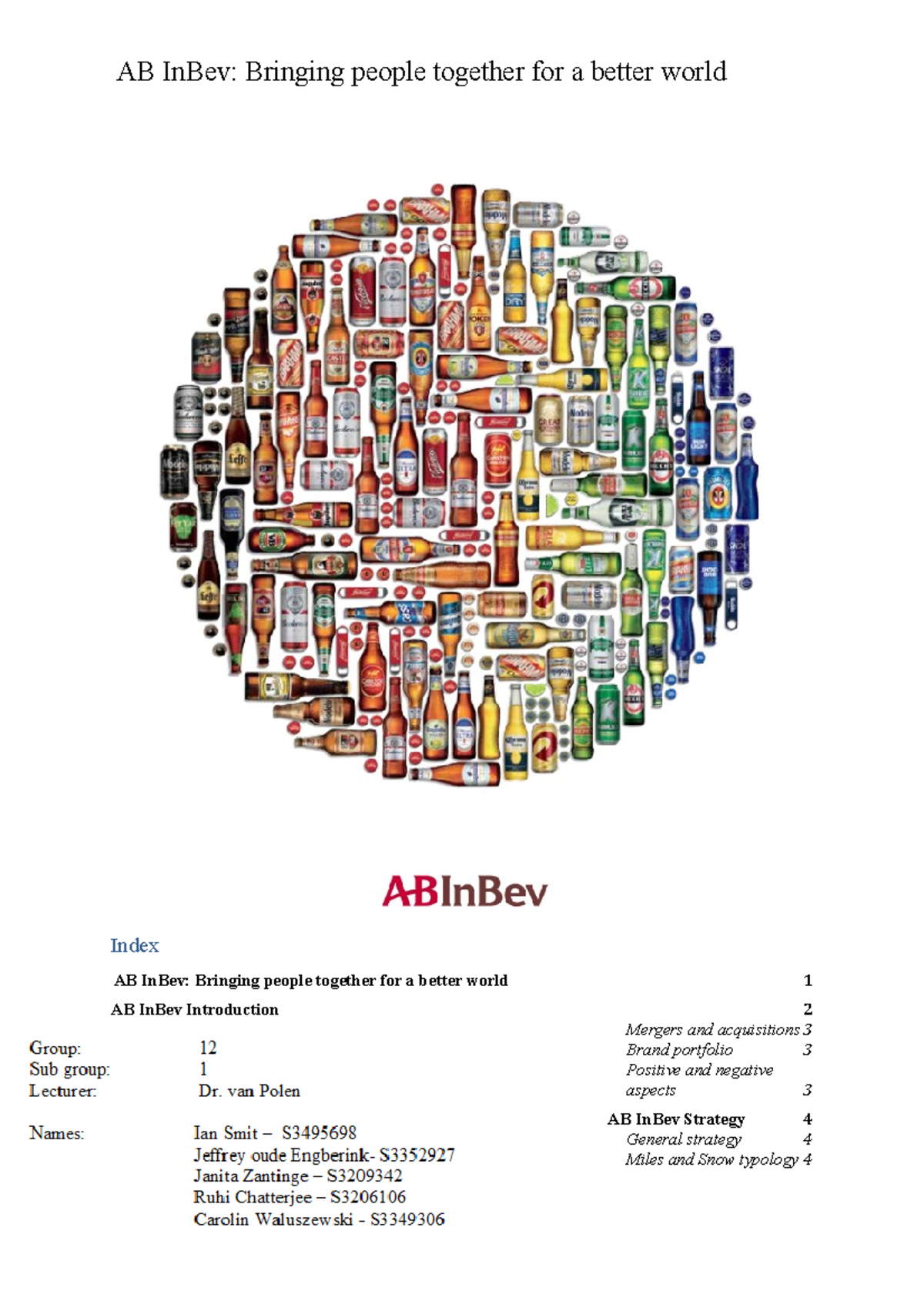 AB InBev Case Study - Analysis of Strategy, Structure & Environment ...