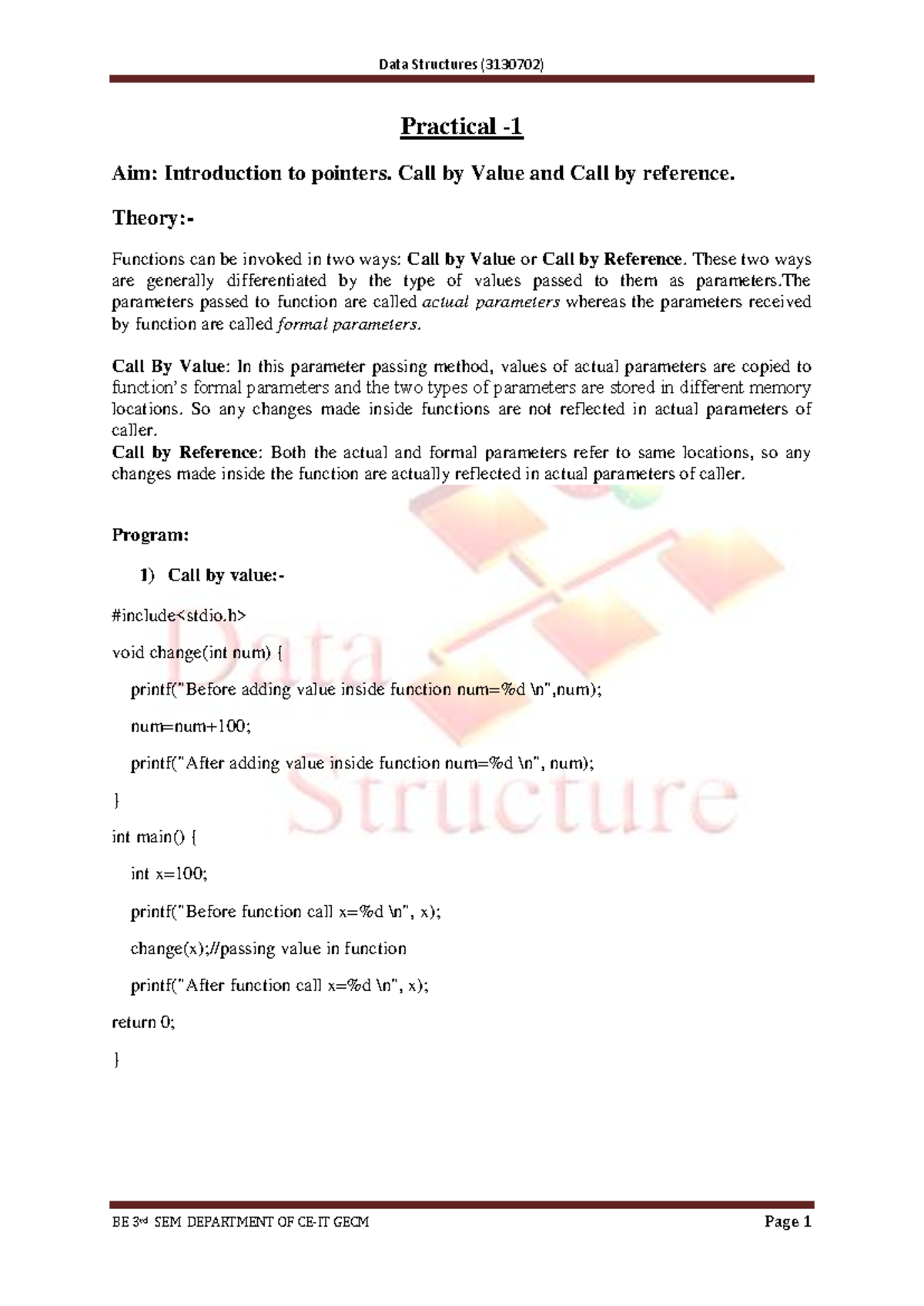 Final DS Lab Manual (3130702): Pointers, Memory Allocation & Data Structures - Studocu