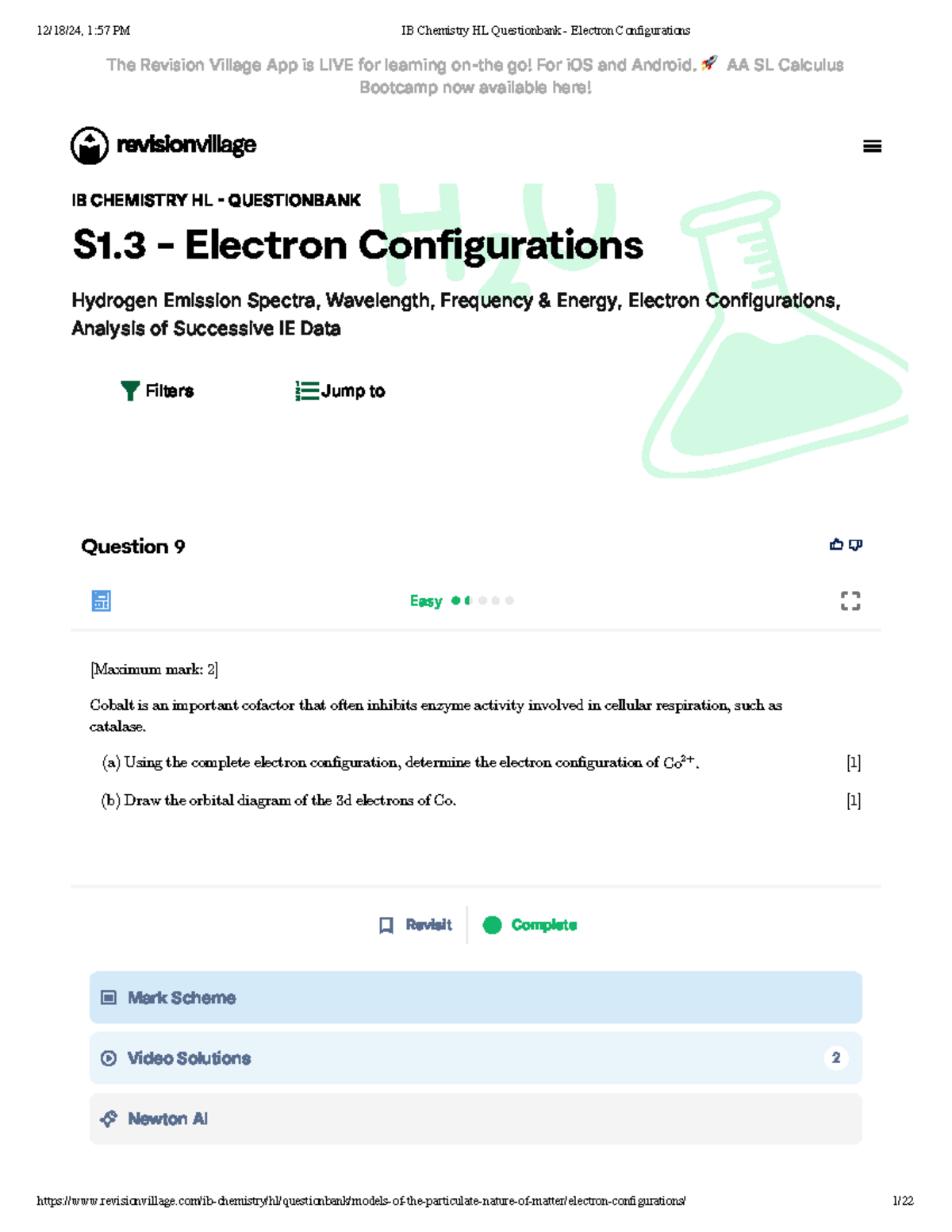 IB CHEMISTRY HL QUESTIONBANK: Electron Configurations Guide - Studocu
