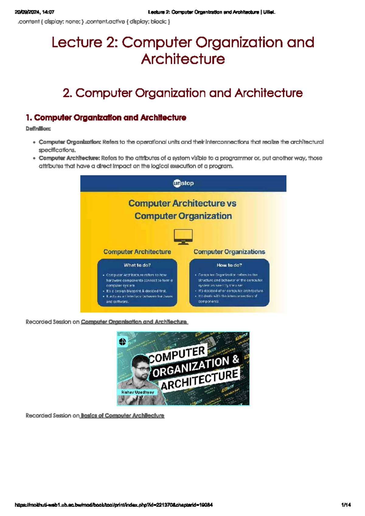 14:07 Lecture 2: Computer Organization & Architecture Overview UBeL ...