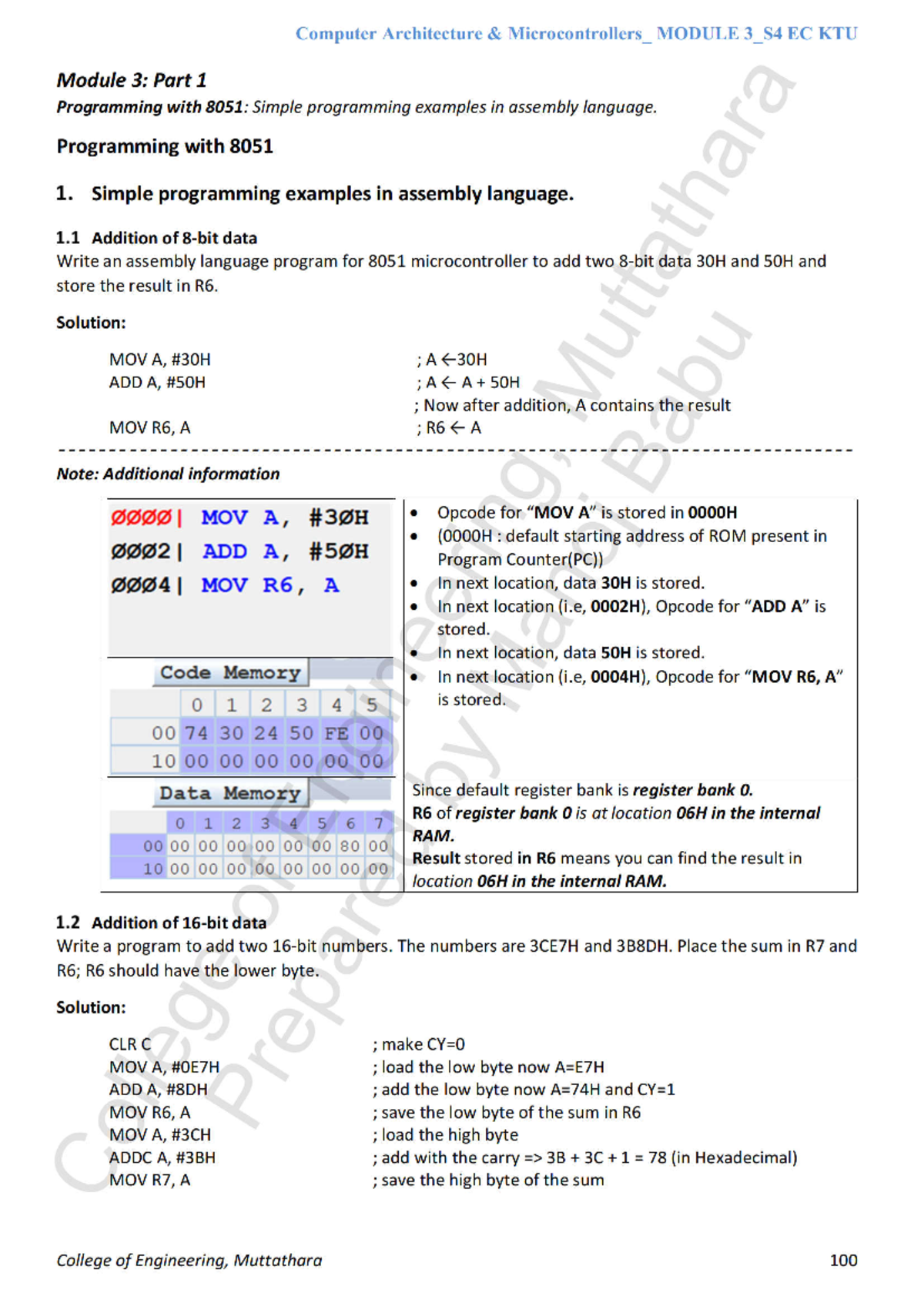 ECT 206 Module 3: Assembly Programming with 8051 Microcontrollers - Studocu
