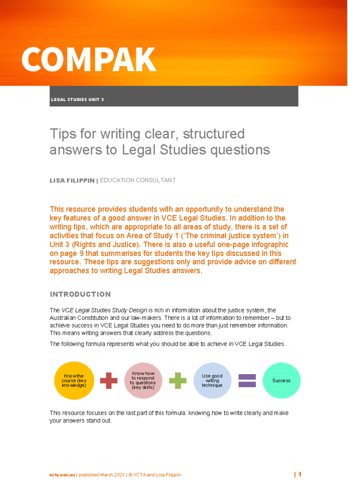 VCE Legal Studies Unit 3: Writing Clear and Structured Responses - Studocu