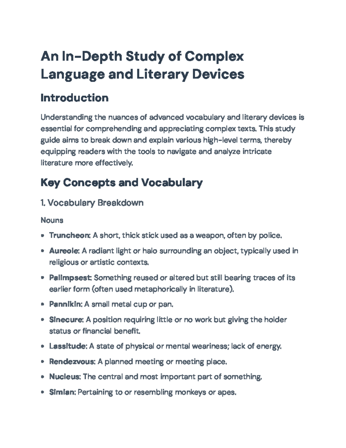 Complex Vocabulary and Literary Devices Analysis Guide - An In-Depth ...