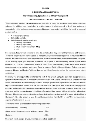 Computer & Information Processing - CSC134 - UiTM - Studocu