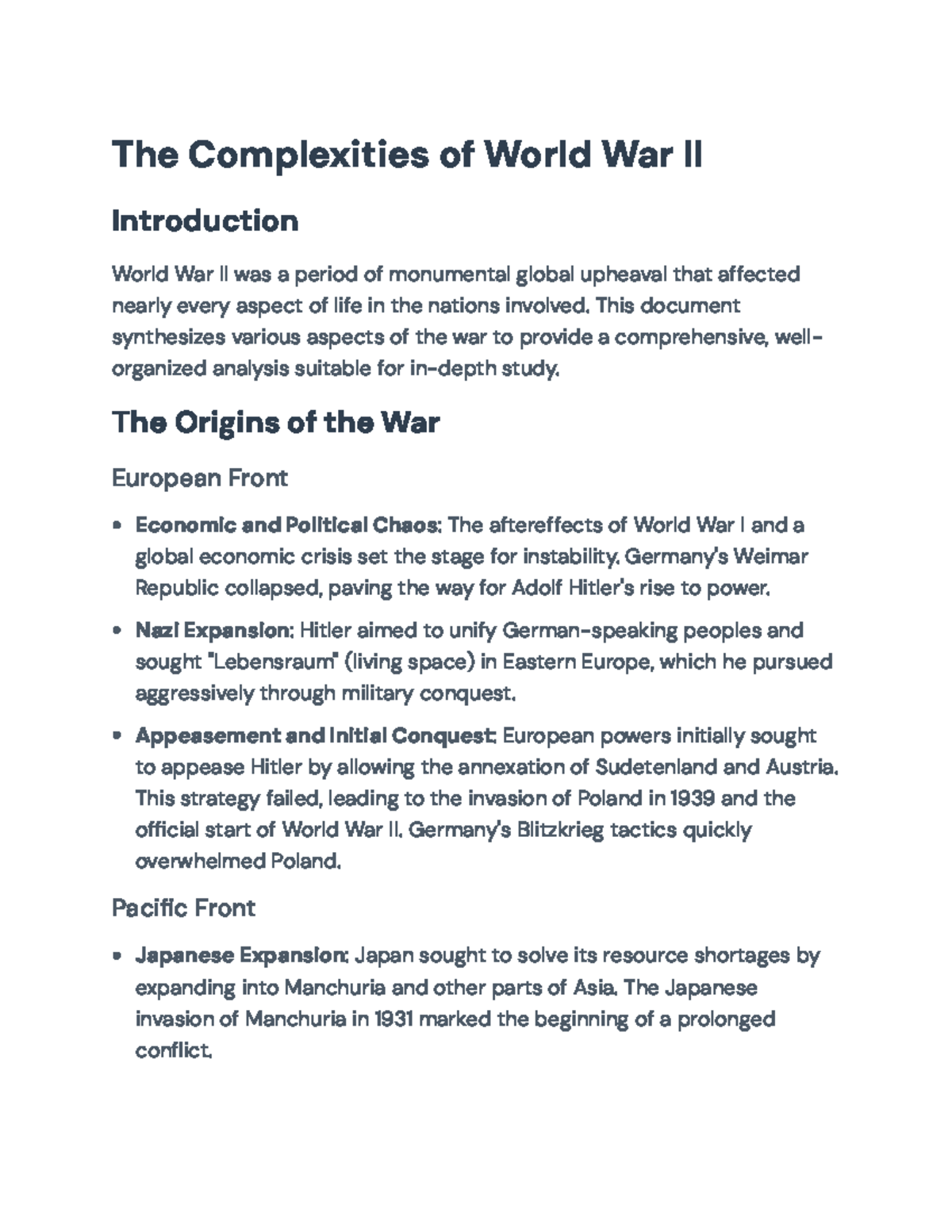 WWII Analysis: Key Events, Impacts, & Lessons Learned (HIST 101) - Studocu