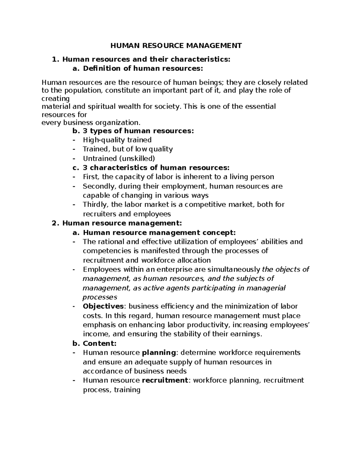 Chapter 8: Human Resource Management Overview and Key Concepts - Studocu