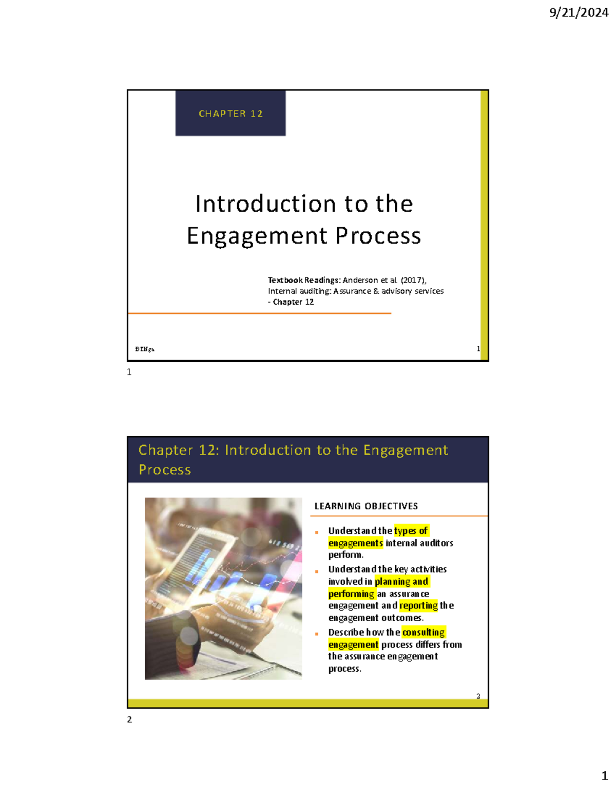 CHAPTER 12: Overview of the Engagement Process in Internal Auditing - Studocu