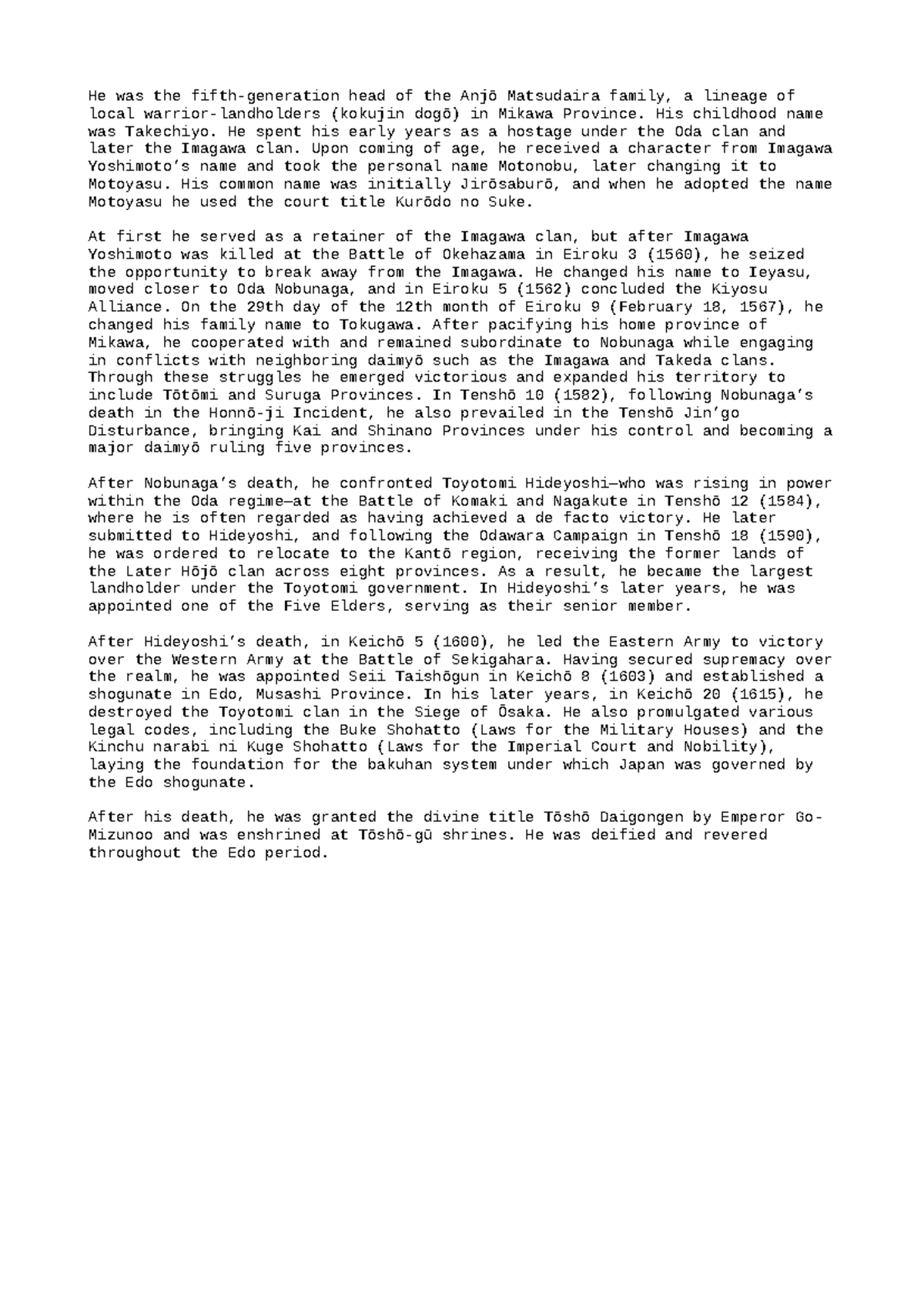 Tokugawa Ieyasu: Rise to Power and Legacy in Edo Period History - Studocu