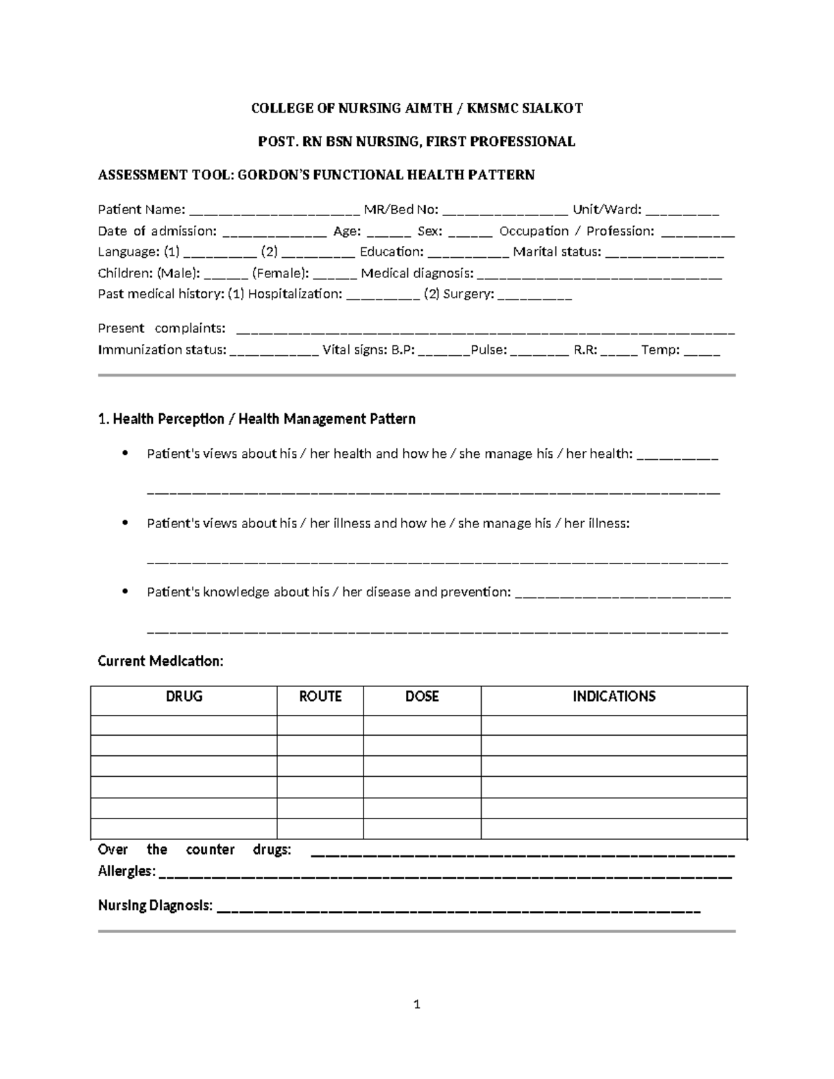 COLLEGE OF NURSING AIMTH KMSMC SIALKOT RN BSN FIRST PROFESSIONAL ...