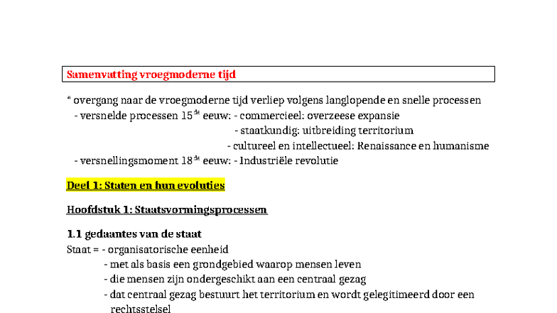 Samenvatting Vroegmoderne Tijd: Overgangen en Evoluties (HIST101) - Studocu