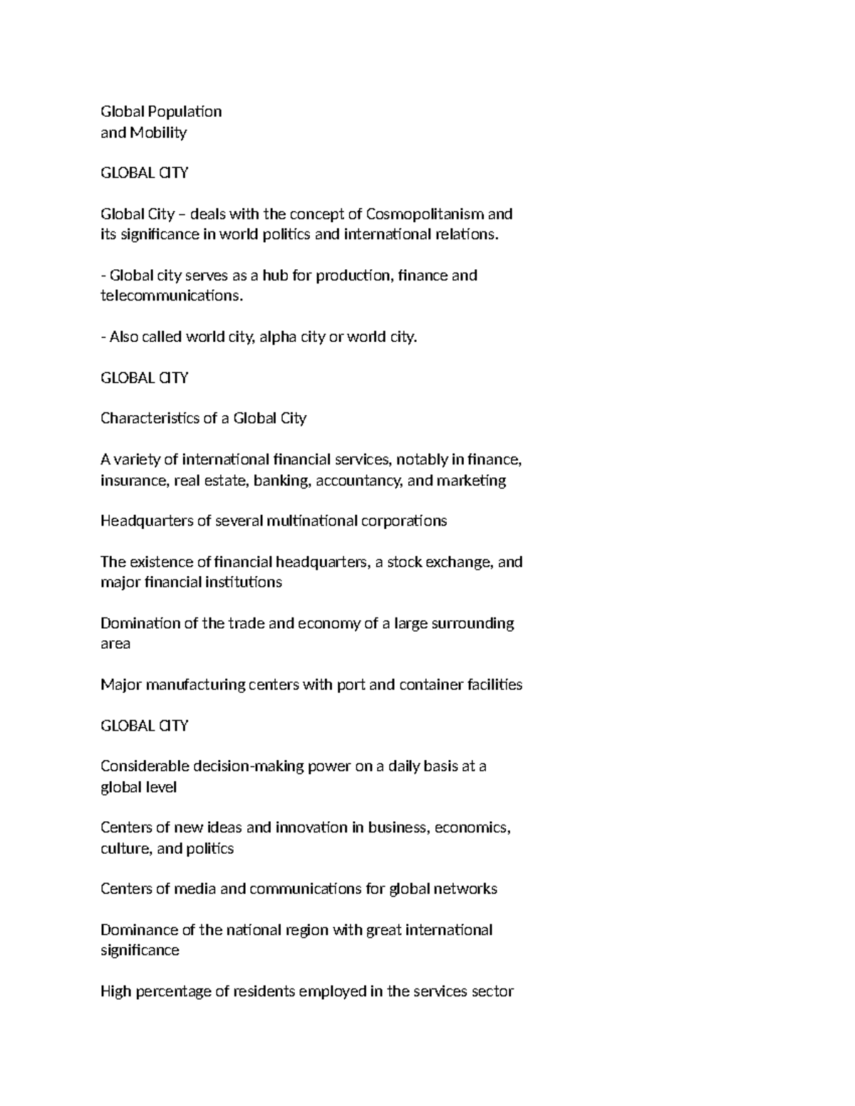 GE 104 - Global Cities and Demography: Concepts and Characteristics ...