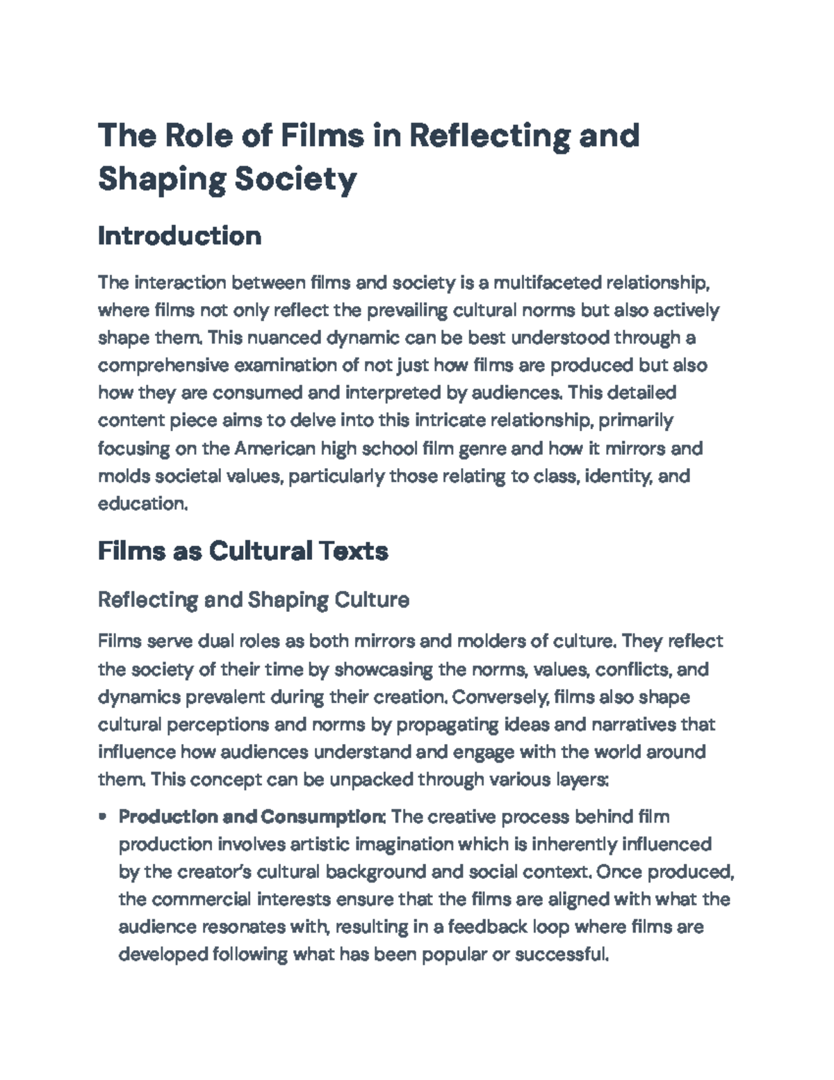 The Influence of American High School Films on Society: A Study - Studocu