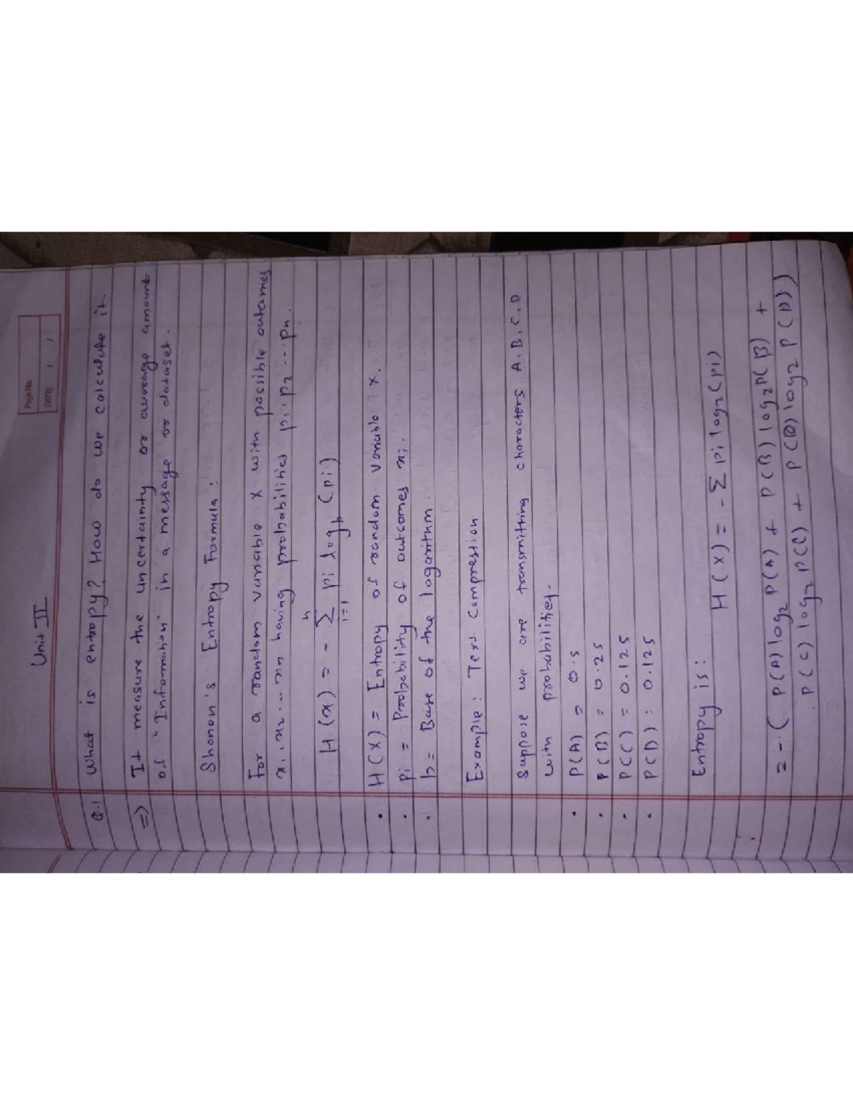 AI Unit II Notes: Entropy, Neural Networks, and Learning Types - Studocu