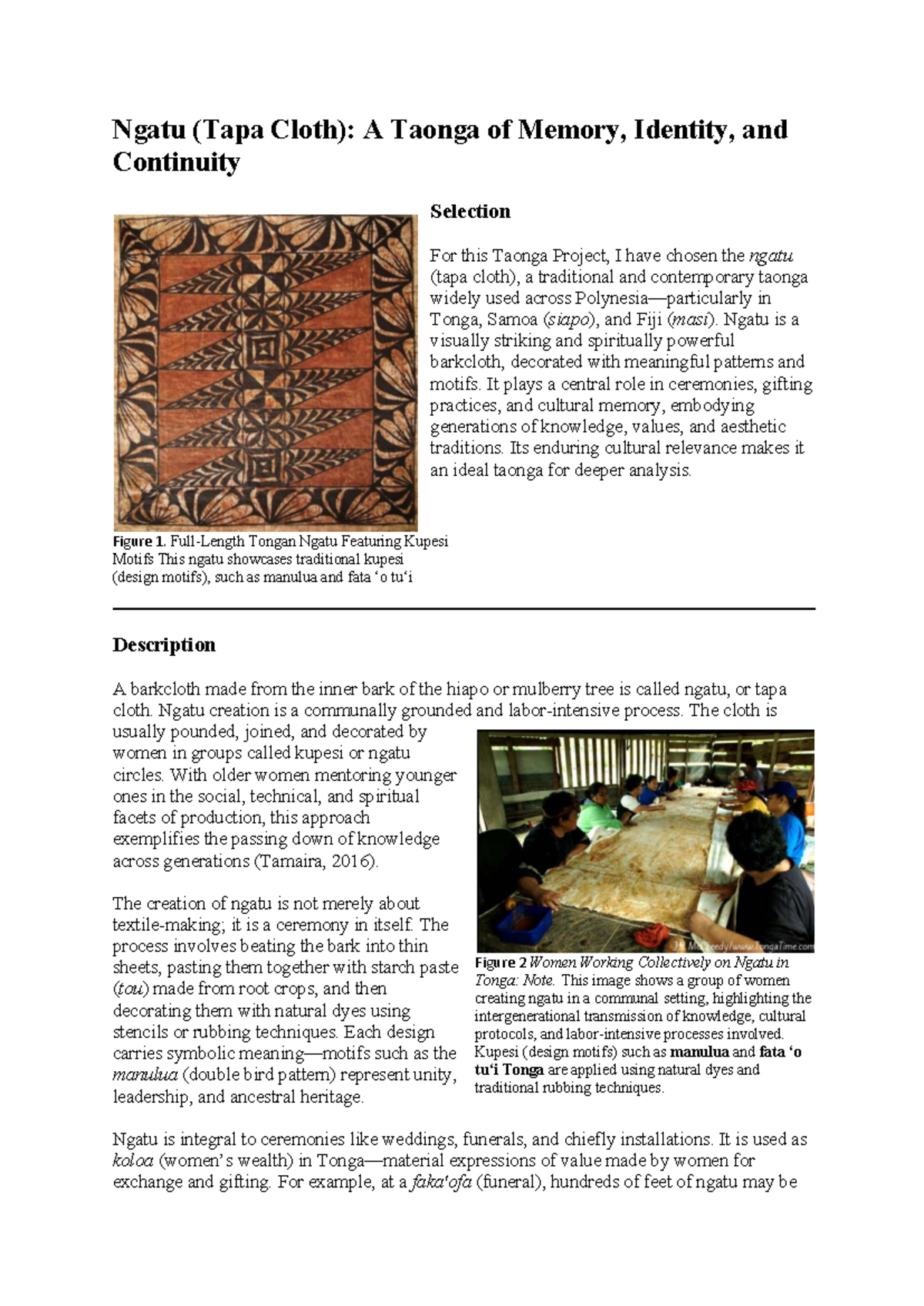 Ngatu (Tapa Cloth): Memory, Identity, and Continuity in Pacific ...