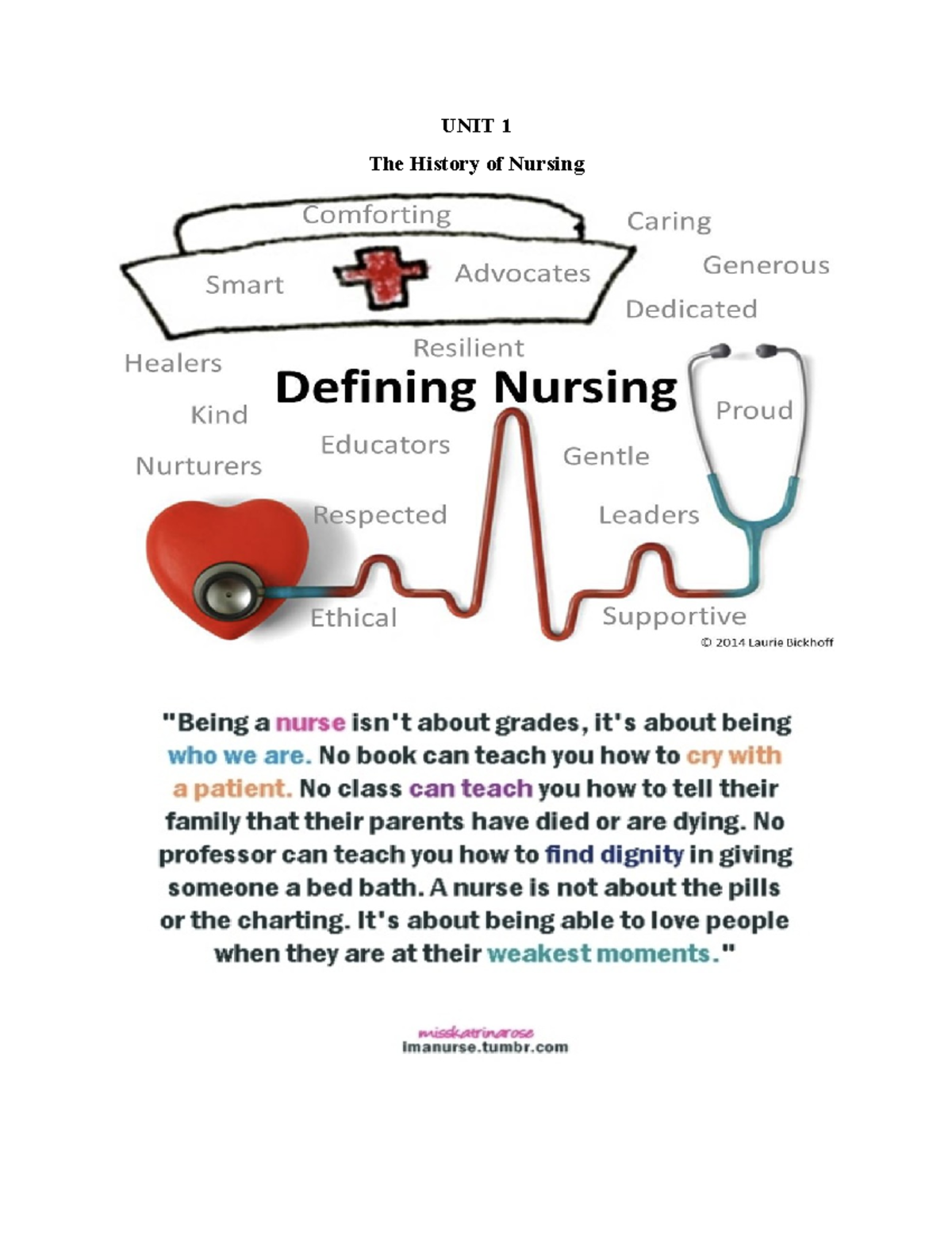 Nursing Foundations 1001 UNIT 1-5 Notes - UNIT 1 The History of Nursing ...