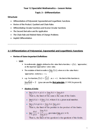 Specialist Maths formula sheet - SPECIALIST MATHEMATICS Written ...