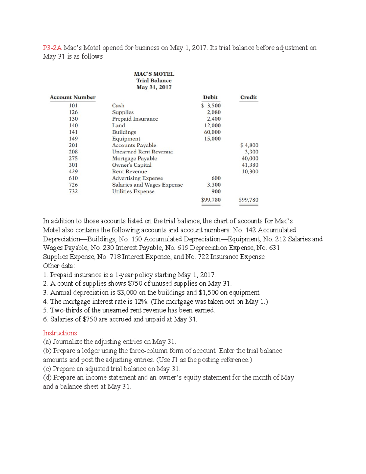 Exercise - Accounting Adjustments and Financial Statements (Chapter 3 ...