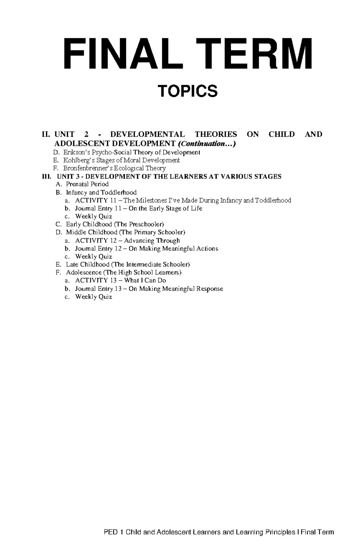 PED 1 Learning Resource Material 2- Final Term - FINAL TERM TOPICS II ...