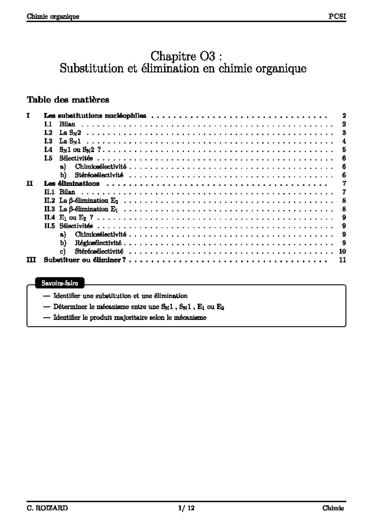 Chimie organique PCSI Chapitre 03 : Substitution et Élimination - Studocu