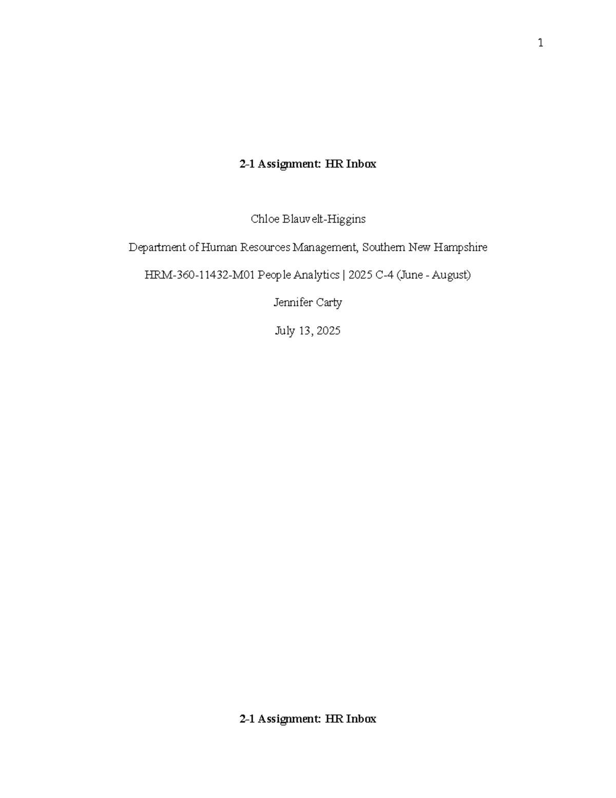 HRM360 Assignment: HR Inbox Insights and HRIS Benefits - Studocu