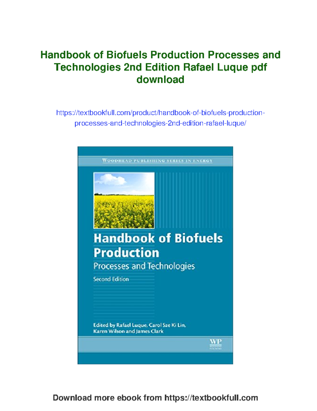 Handbook of Biofuels Production Processes and Technologies, 2nd Ed ...