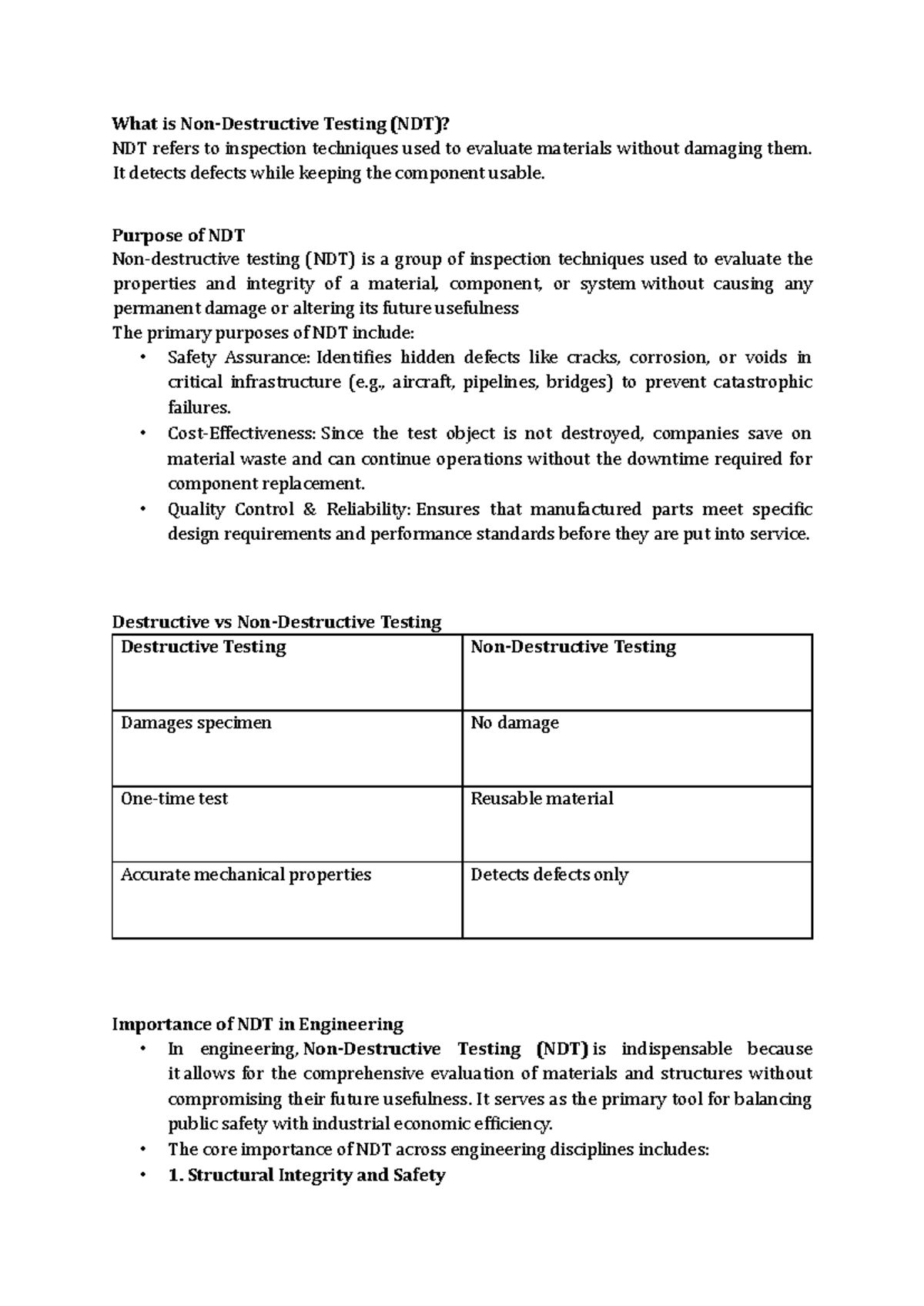 NDT Techniques and Applications: Comprehensive Study Notes - MS 101 ...