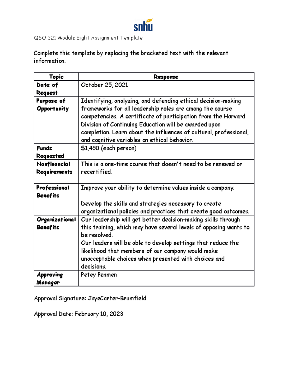 QSO 321 Module 8 Assignment: Ethical Decision-Making Frameworks - Studocu