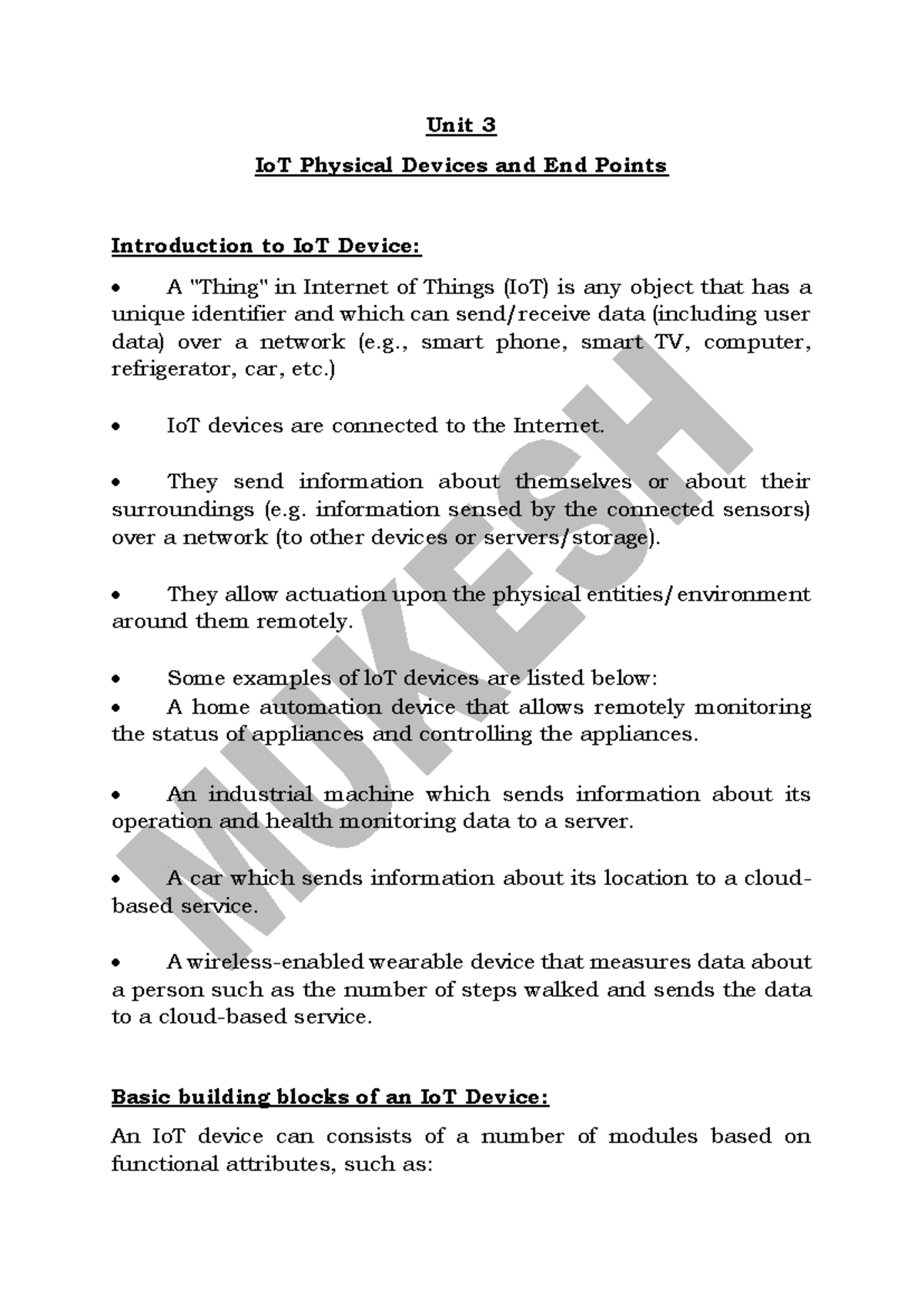 Unit 3 S and D Notes - Unit 3 IoT Physical Devices and End Points ...