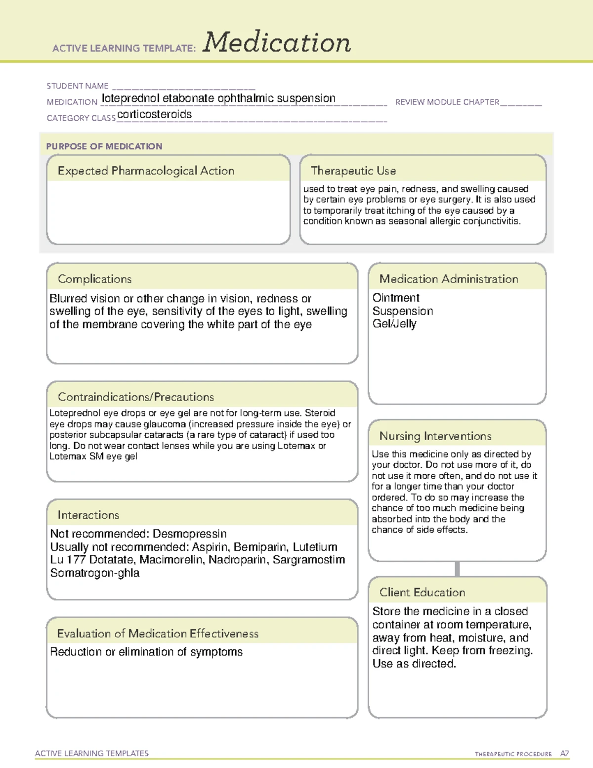 ATI Meds Template: Active Learning for Therapeutic Procedures - Studocu