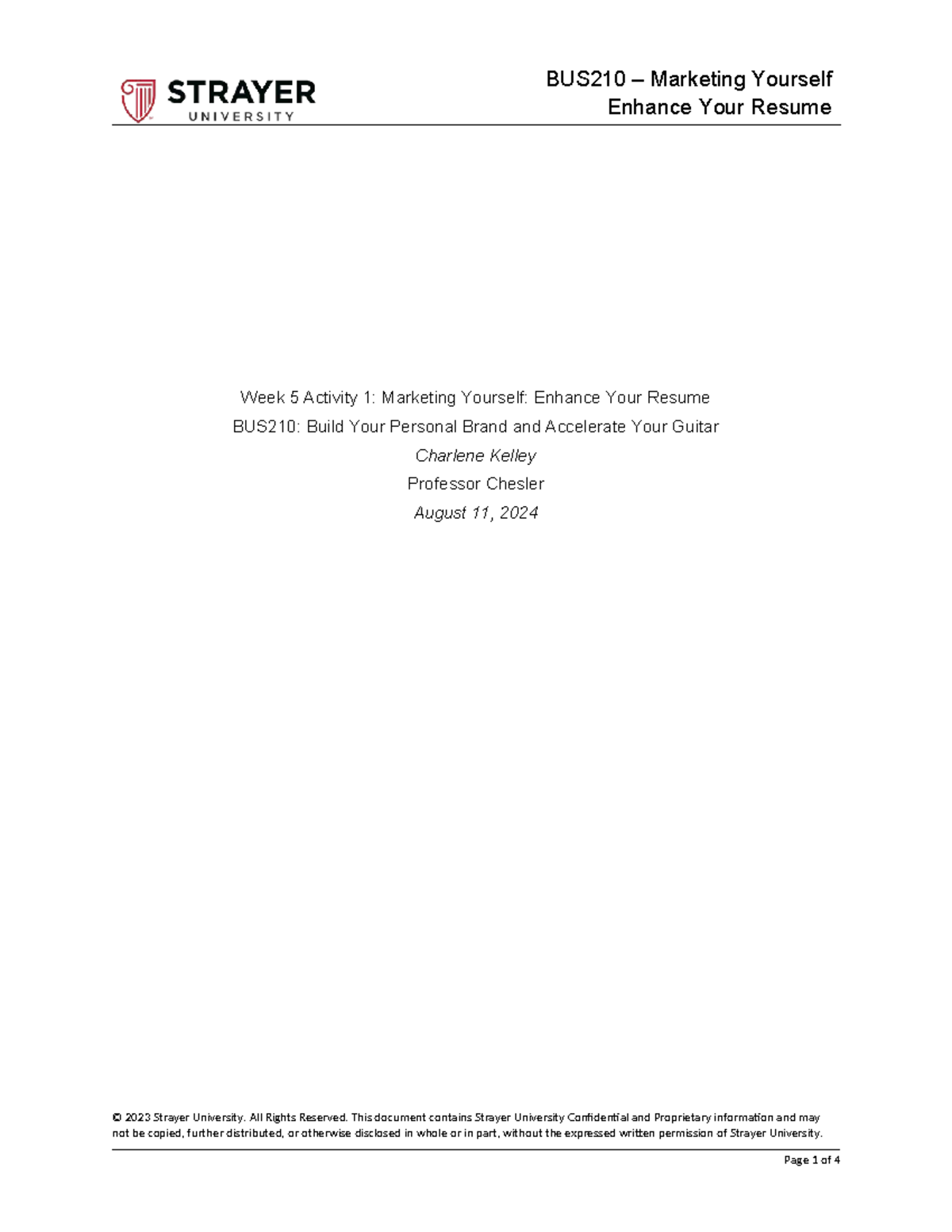 BUS210 Week 5 Activity: Enhance Your Resume & Personal Brand - Studocu