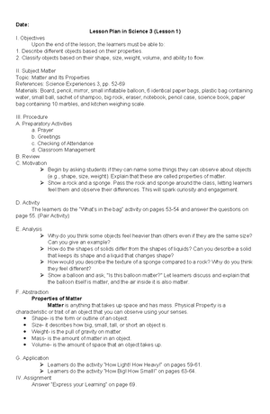 Semi-detailed Lesson Plan in Mechanics - School Honorato C. Perez, Sr ...