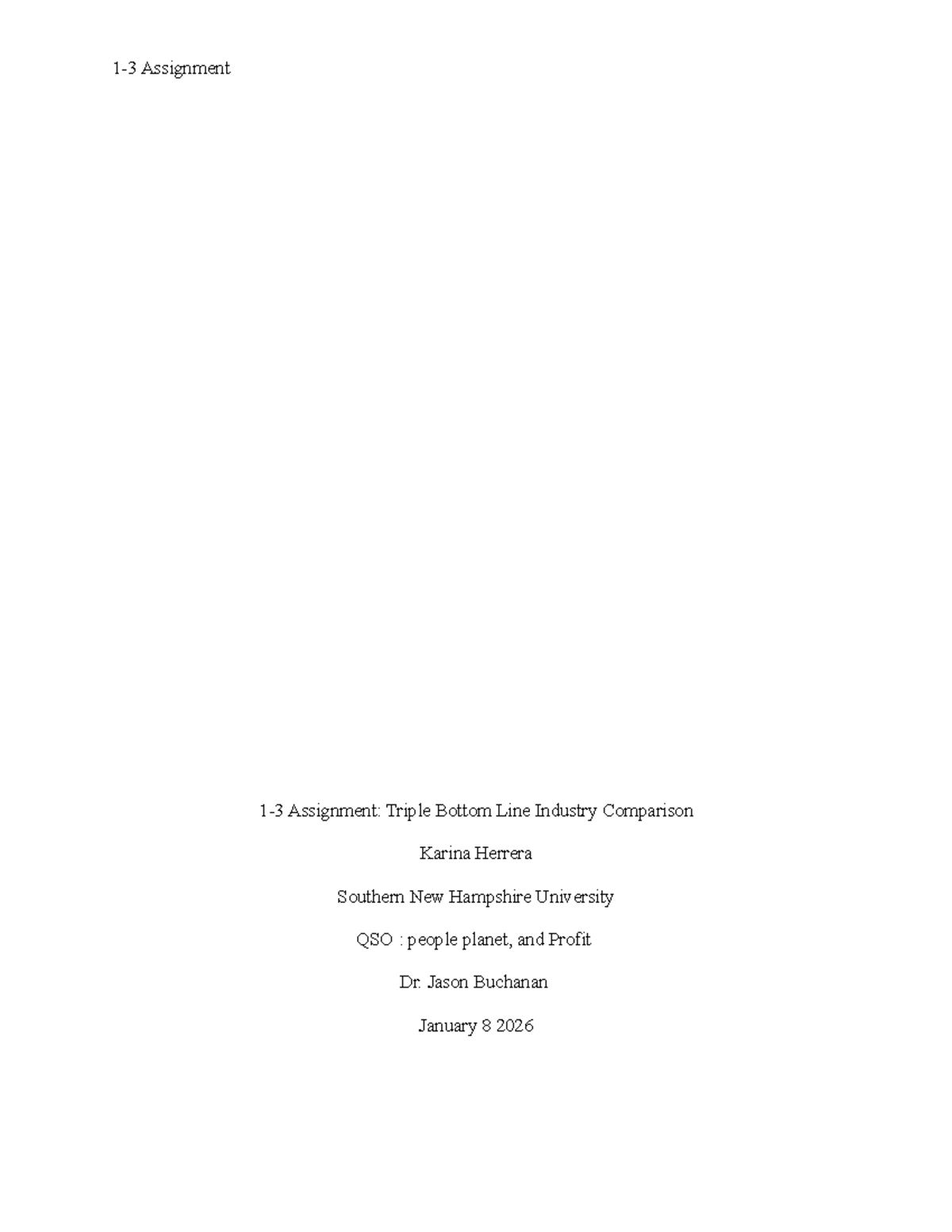 QSO 1-3 Assignment: TBL Industry Comparison Analysis - Studocu