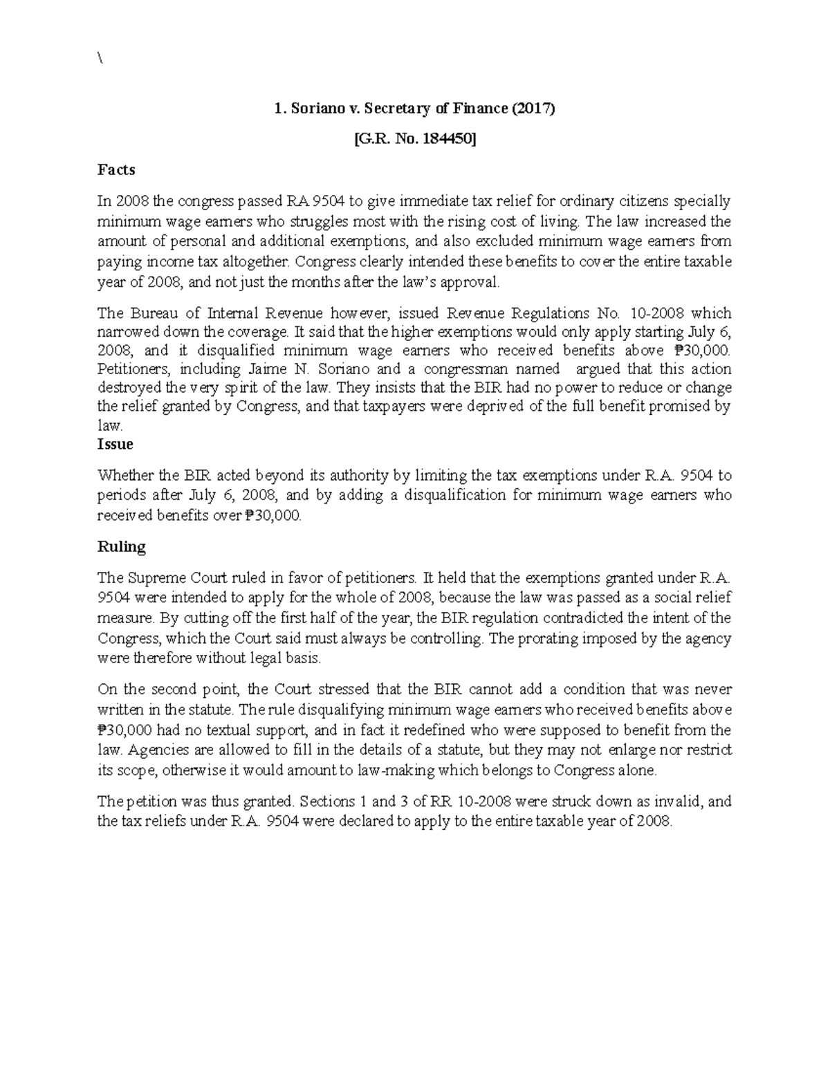 Case Digest: Key Rulings on Tax Exemptions and Liabilities (Law 101 ...