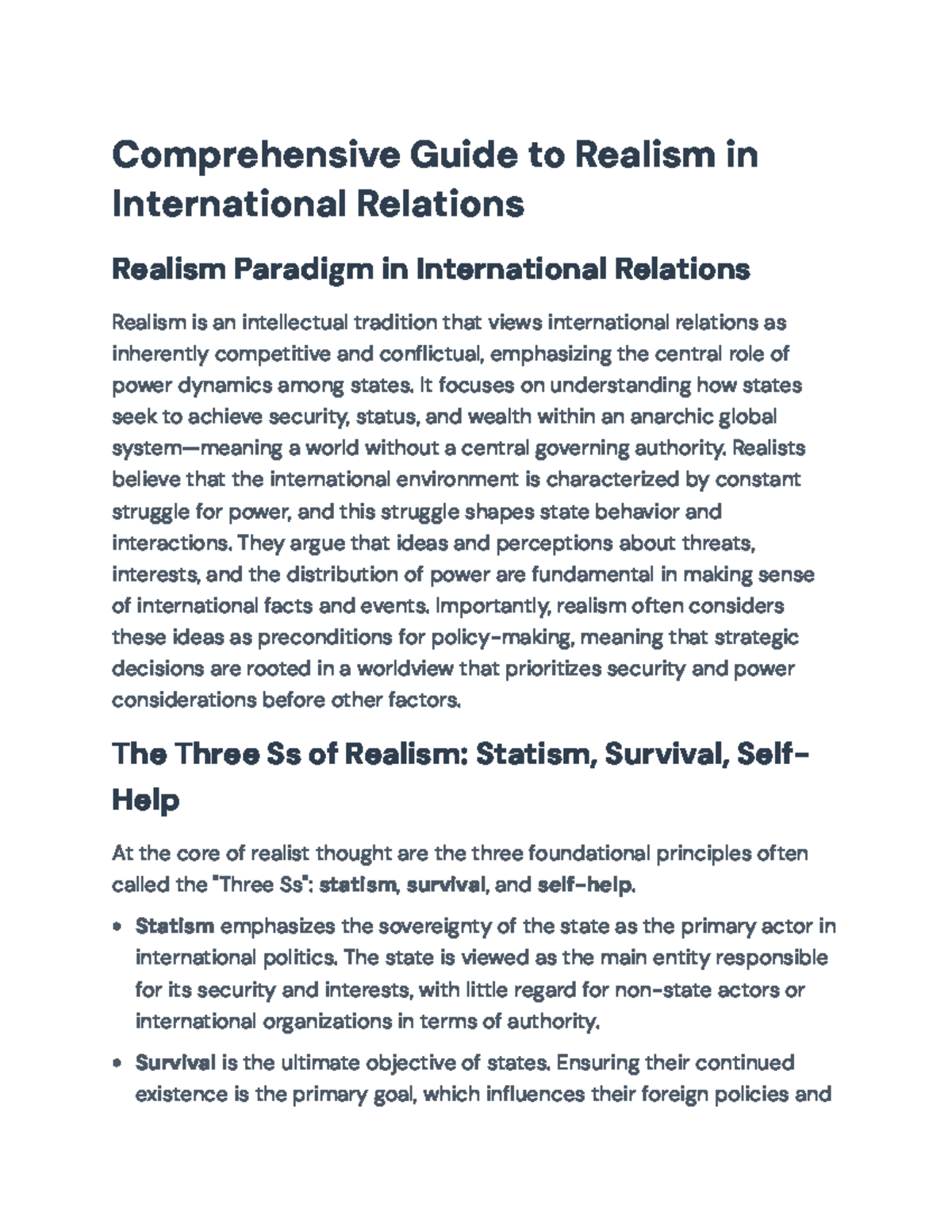 Comprehensive Guide to Realism in International Relations: Key Concepts ...
