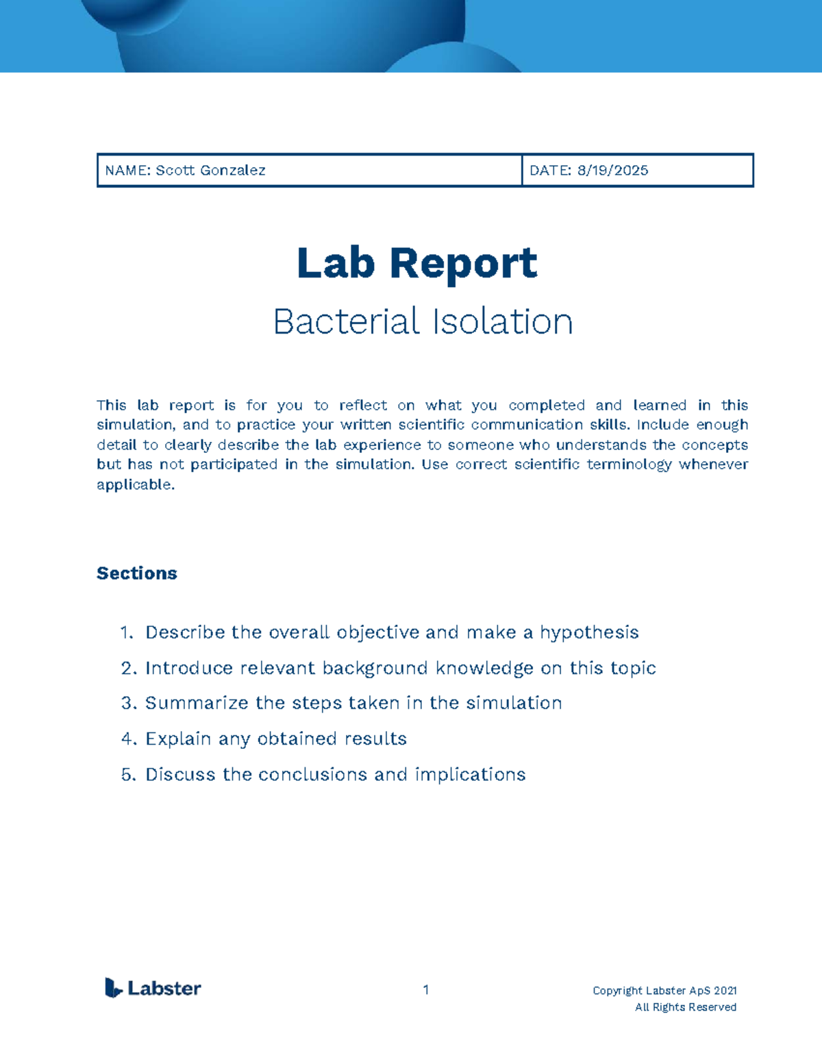 Lab Report: Bacterial Isolation (Lab Code: BIO101) - Studocu