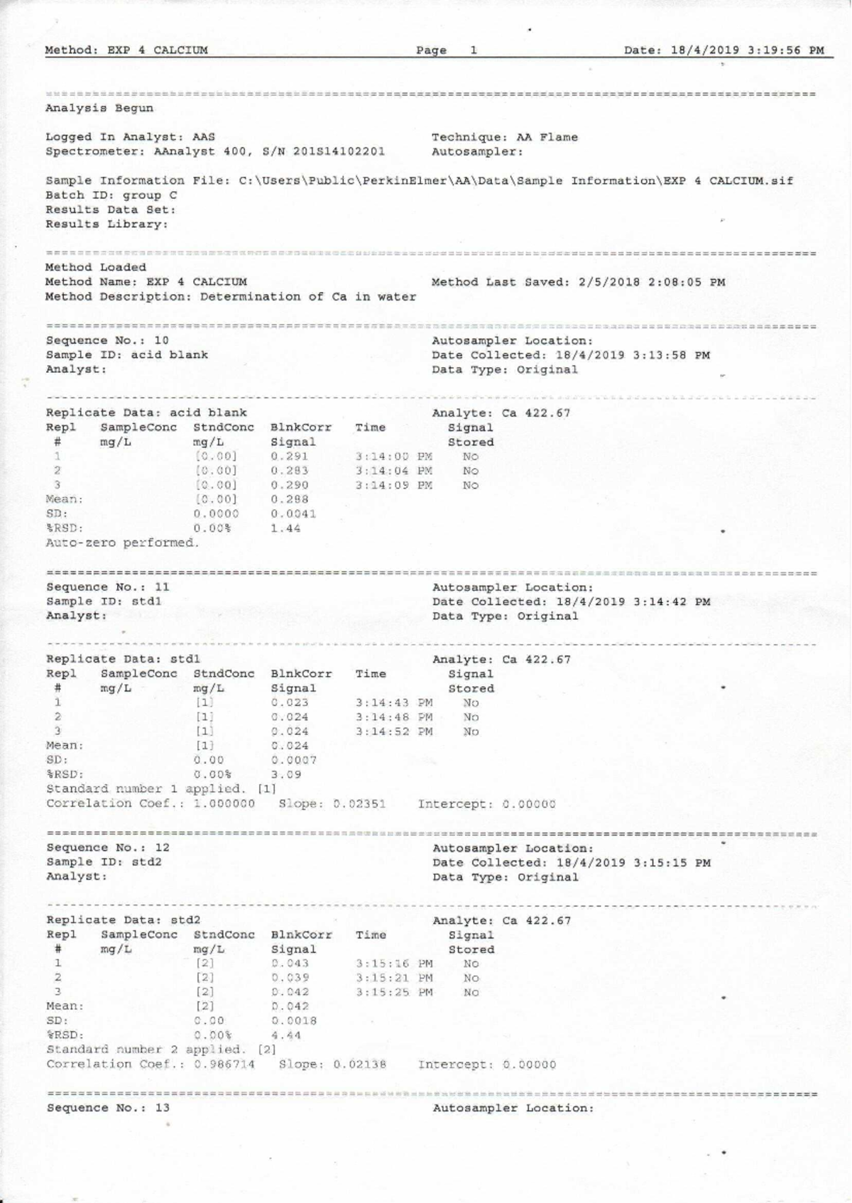 EXP 4 - exp 4 analysis experiment data - Basic Instrumental Analysis ...